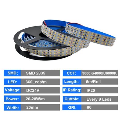5m Double Row Led Strip light 2835 360Led 480Led 240Led 12V/