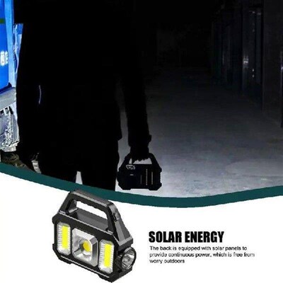 Solar Searchlight Flashlight Rechargeable LED Camping