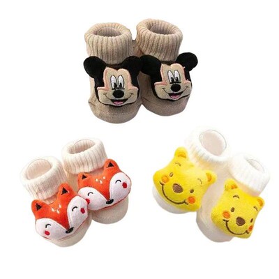 Cute Winnie the Pooh Baby Boy Socks Cotton Baby Socks Rubber