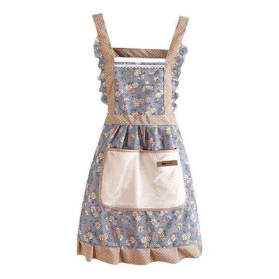 Canvas floral apron scrubable durable stain resistant and