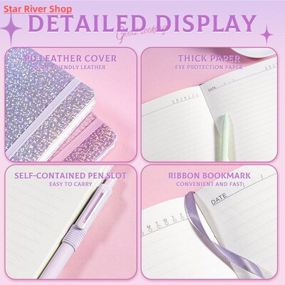 Glitter Notebooks For School A5 Hardcover Journal 192 Pages