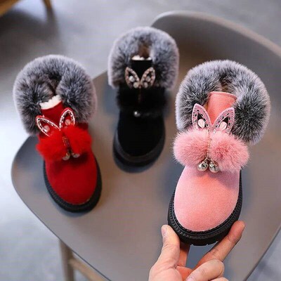 Girls Princess Snow Boots, Sapatos esportivos de couro infan