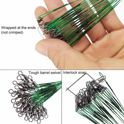 72pcs Fishing Leashs Leader Wire 15cm/20cm/25cm peche Stainl