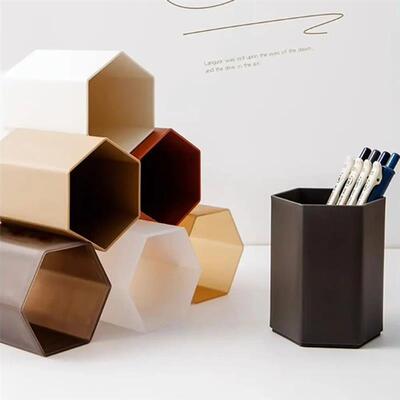 Creative Hexagonal Design Pen Holder Large Capacity Pen Cont