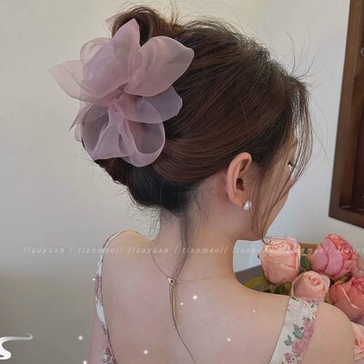 New Mesh Bow Grip Clip Female Ponytail Braid Hair Claw Clip