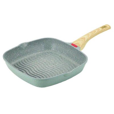 28CM Square Grill Pan with Pour Spouts Induction Compatible