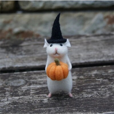 Halloween Mouse With A , Needle Felted Mouse, Needle Felted