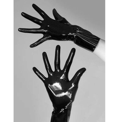 Sarung Tangan Lateks Pendek Uniseks 3D Mulus Hitam Merah Sar