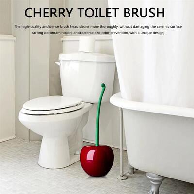 Creative Cherry Shaped Toilet Brush Set Long Handle Replacea