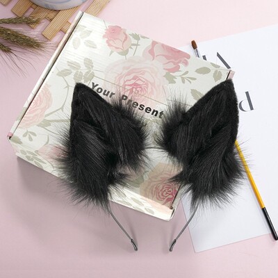 Handmade Adjustable Furry Wolf Ears Fox EarsHeadband Simulat