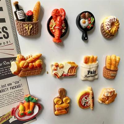 6Pcs/12pcs Miniature Resin Food Refrigerator Magnets Home
