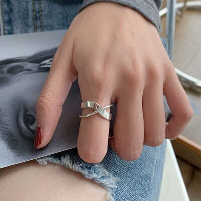 Ins tendy metallic minority design ring female fashion chain