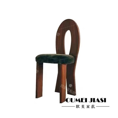 中古实木餐椅家具设计师书房椅靠背椅家用法式复古餐桌椅梳妆椅子