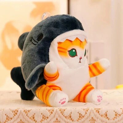 Kawaii Anime Hobby Tempura Fried Shrimp Shark Cat Plush Doll
