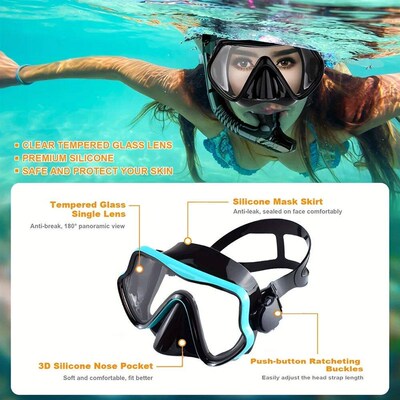 Scuba Diving Mask Snorkel Set For Adults Tempered Glass Prof