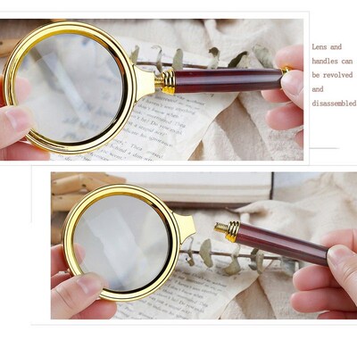 60mm 70mm 80mm Portable Handheld 10X Magnifying Glass Retro