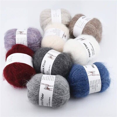 1pcs 50g Alpaca Mohair Yarn Long Plush Thick Crochet Wool Ya
