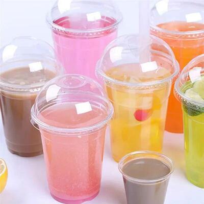 50Pcs 360ml/380ml/500ml Disposable Clear Plastic Cups with a