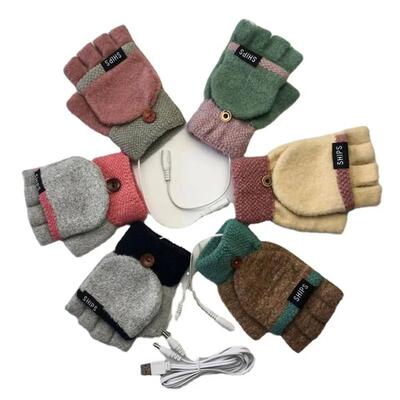 USB Heated Electric Heating Gloves Full&Half Finger Winter M