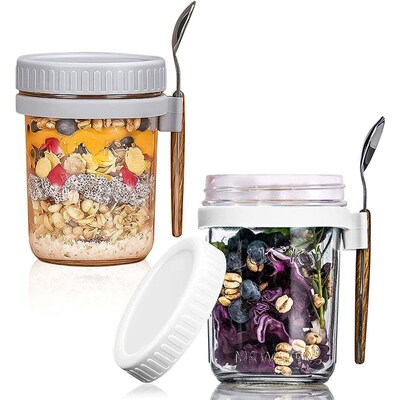 300ML Overnight Oats Jars Milk Fruit Salad Food Storage Cont