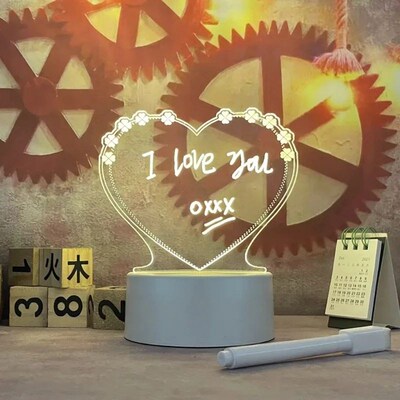 LED Night Light Note Board Message Board With Pen USB Power