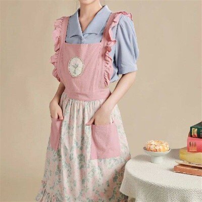 Cleaning Supplies Cotton Retro Flowers Apron Anti Fouling