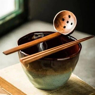 1Pcs Wooden Spoon Kitchen Ladles Soup Spoon Japanese Wood