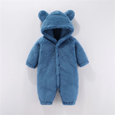 0-12M Newborn Baby Rompers Autumn Winter Warm Fleece Baby Bo