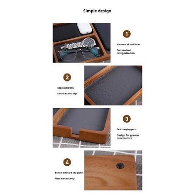 ABZC-Wooden Desktop Storage Organization Box Sundries Solid