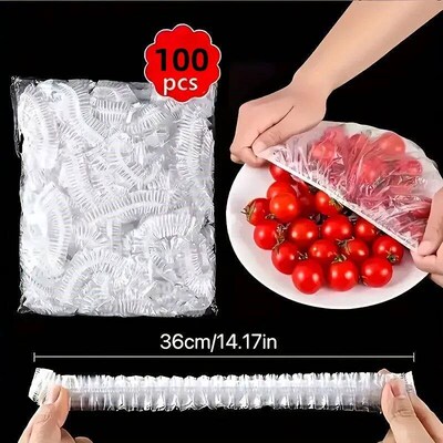 100pcs Reusable Food Cling Film vers  Fruit Vegetable Storag