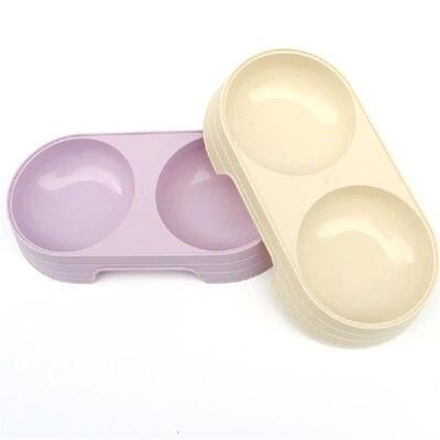40pcs Wheat Straw Pet Double Bowl Dog Bowl Cat Dog Drinking