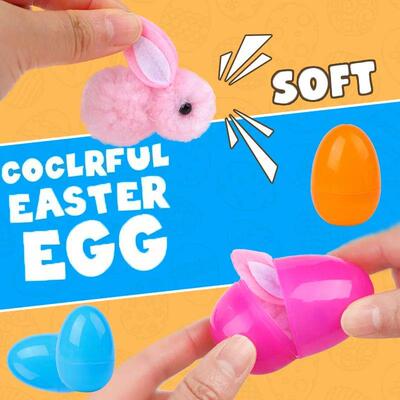 24/48Pcs Cute Easter Egg with Rabbit Figure for Kids Easter