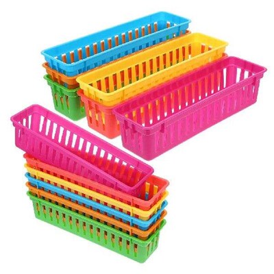 12 Pcs Pencil Crayon Pencil Small Plastic Basket Tray