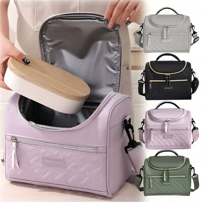 Stylish Insulated Lunch Bag - Aluminum lined warm tote bag w