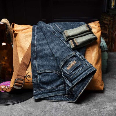 New Entry Light Luxury Mens Slim-fit Jeans European-style B