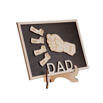 Personalized Fist Wood Gift  Fathers Day Gift Family Names