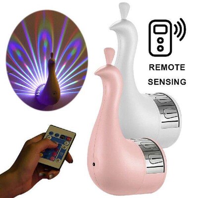 Creative LED Peacock Projection Lamp with Remote Control