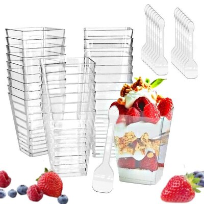 1-100Sets Disposable Plastic Mousse Cup Ladder Shaped Cup Pu