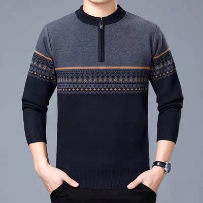 Dad sweater mens wool sweater solid color pullover bottomin