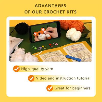 Crochet Animal Kit for Beginners With Video Tutorial Cotton