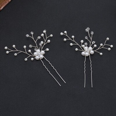 Fashion Crystal Pearl Flower Hairpin  Headpiece Hair Comb He
