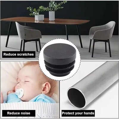 8 PCS Black Round Plastic Blanking End Cap Tube Pipe Inserts