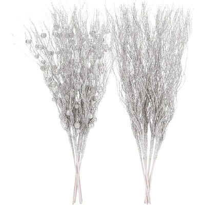 2Pcs Glitter Branches Christmas ree Decoration Artificial Fl