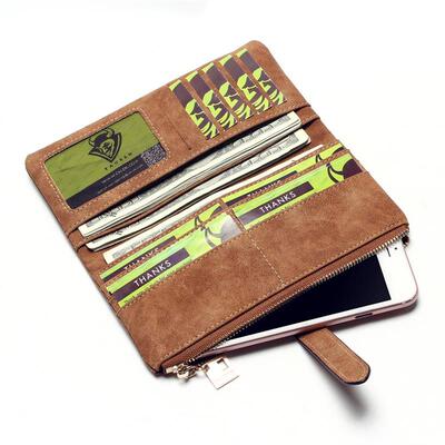 2023 New Fashion Women Wallets Drawstring Nubuck Leather Zip