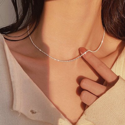 2022 Popular Silver Colour Sparkling Clavicle Chain Choker N
