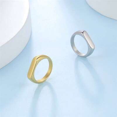 Skyrim Minimalist Signet Rings Women Men Stainless Steel Wid