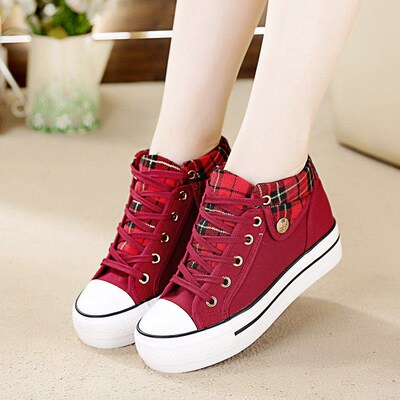 Women Casual Shoes Flat Platform Wedges Woman  Shoes Lace Up
