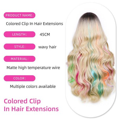 Pink Wigs For Women Long Wavy Wig Middle Part Cosplay Wig