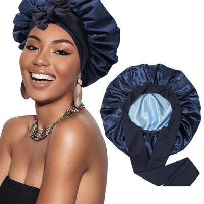 silk hair bonnet Satin Bonnets Cap Night Sleep Hat Hair Bon