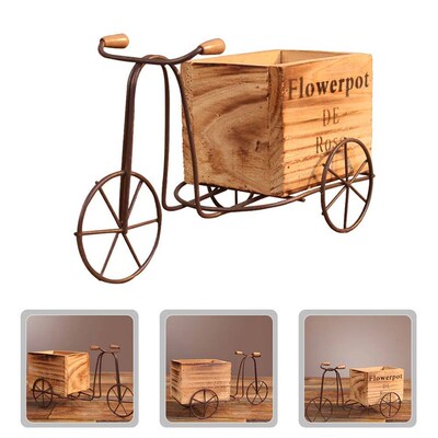 Flower Pot Tricycle Planter Succulent Stand Metal Holder Box
